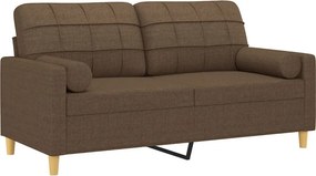 2místná pohovka s polštáři hnědá 140 cm textil 3200785