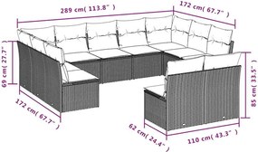 11dílná zahradní sedací souprava s poduškami černá polyratan 3218345