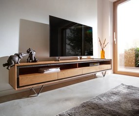 TV stolek Stonegrace 240 cm akácie přírodní 2 přihrádky 4 zásuvky