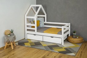MAXIDO Dětská domečková postel  Dora - dva šuplíky 200x90 bílá