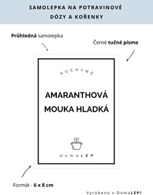 AMARANTHOVÁ MOUKA HLADKÁ - omyvatelná samolepka na dózu, výběr rozměrů Ø 5 cm / 5 x 5 cm / 6 x 8 cm | DomaLEP