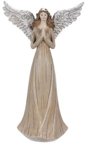 Anděl s roztaženými křídly Emma hnědá, polyresin, 32 x 19 x 11 cm