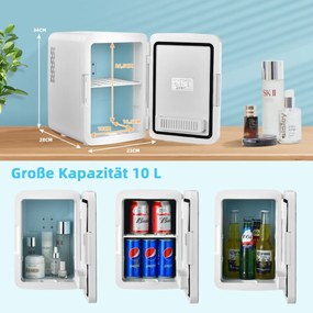 Costway Mini lednice 10 l přenosná lednice s LED zrcadlem – 23 × 28 × 34 cm