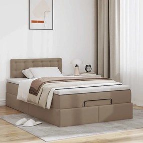 Osmanský postel s matracemi&amp;LED cappuccino 120x190cm umělá kůže 3312146