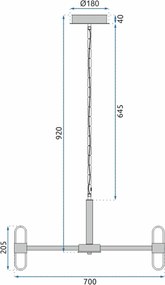 Toolight, LED závěsné stropní svítidlo 6x20W APP770-6C + dálkový ovladač, černá, OSW-05021