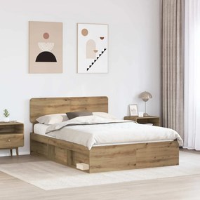 Rám postele Umělecký dub 150 x 200 cm Masivní borové dřevo 3412068