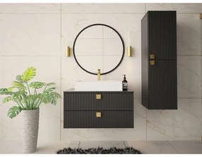 Koupelnový nábytek Petralio III, Sifon k umyvadlu: ne, Umyvadlo: ano, Barva:: černá