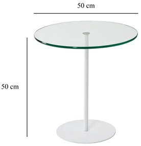 Odkládací stolek CHILL 50x50 cm bílá/čirá