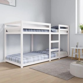 Patrová postel bílá 80 x 200 cm masivní borové dřevo