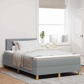 Postel s boxspringem s čelo Světle šedá 120 x 190 cm textil 3338979