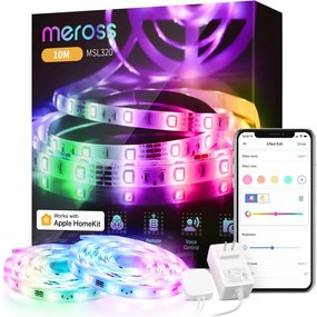Led pásek meross smart wifi led strip, 10 m apple homekit