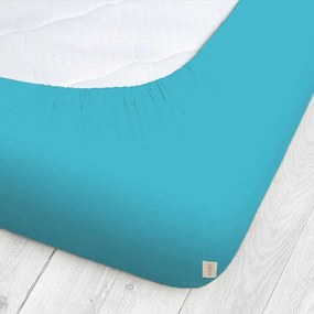 Jersey prostěradlo středně tyrkysové na výšku matrace do 20 cm Velikost: 200 x 200