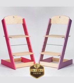 Lucas Wood Style - rostoucí židle ALFA III zvýhodněný set 2 ks - růžová + lila
