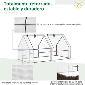 Outsunny Zahradní skleník pro venkovní použití 180x90x90 cm, typ kůlny s 2 okny, ocelová konstrukce, terasový skleník pro pěstování rostlin, květin a…
