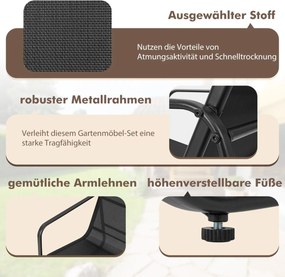 Costway 4 TLG. Terrassenmöbel-Set mit Kaffeetisch aus Gehärtetem Glas Sitzgruppe