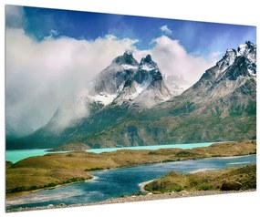 Obraz horské krajiny s řekou (90x60 cm)