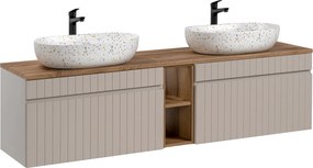 Comad Koupelnová skříňka s deskovými umyvadly set Iconic Cashmere 180 kašmír/dub coast evoke