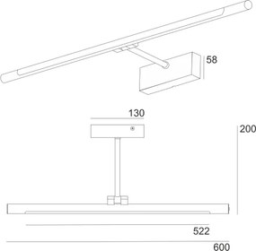 LED Koupelnové osvětlení zrcadla MIRROR LED/8W/230V 4000K IP44 60 cm černá