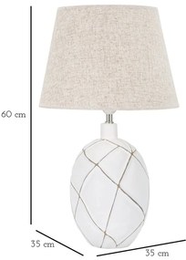Stolní lampa s textilním stínidlem v bílo-krémové barvě (výška 60 cm) Lines – Mauro Ferretti