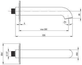 Deante Silia, vanová výlevka 226 mm, černá matná, DEA-NQS_N81K