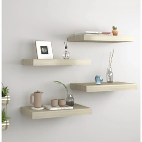 Plovoucí nástěnné police 4 ks dub 40 x 23,5 x 3,8 cm MDF 323870