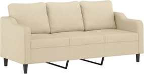3místná pohovka s podnožkou krémová 180 cm textil 3201137