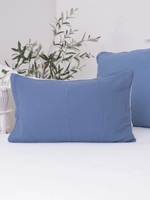 MK Lůžkoviny Mušelínový povlak na polštář 40 x 60 cm -  Alexia Duo modrá/krémová