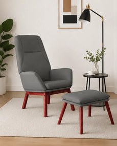 relaxační křeslo, s podnožkou, odpočinkové, masivní kaučukovník/kov/textil, 95x76x71 cm, nohy tmavé/světle šedá, Dekorino KR20260084