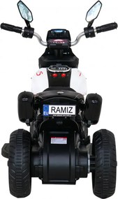 Ramiz Motorka Fast Tourist na baterie pro děti bílá + audio + světla + ekokůže