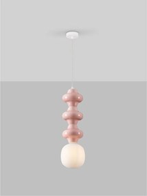 Bílé/světle růžové keramické závěsné svítidlo se skleněným stínidlem ø 18 cm Clio – Nova Luce