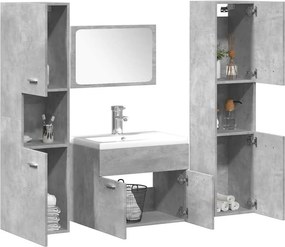 4dílný set koupelnového nábytku betonově šedý kompozitní dřevo 3324886