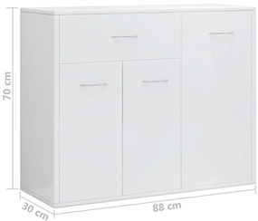 vidaXL Marketos Příborník bílý s vysokým leskem 88x30x70 cm kompozitní dřevo