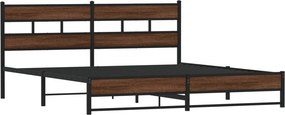 Kovový rám postele bez matrace hnědý dub 200 x 200 cm 3308515