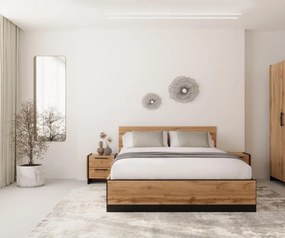 Postel AMONI 160x200, dub wotan/černá Kondela 0000400446