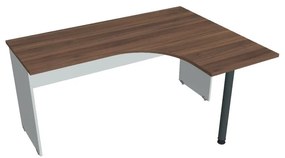 Stůl ergo levý 160*120 cm - Hobis Gate GE 60 L Dekor stolové desky: ořech, Dekor lamino podnože: šedá, Barva nohy: černá