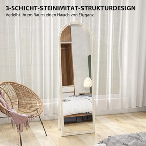 HOMCOM Zrcadlo na celou délku, 50 x 160 cm, volně stojící, montáž na zeď, obloukový rám, bílá