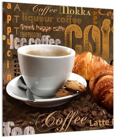 Obraz šálku kávy a croissantů (40x40 cm)