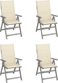 vidaXL Zahradní polohovací židle s poduškami 4 ks masivní akácie [3065377] Barva: taupe