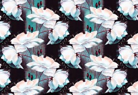 Fototapeta - Květinový vzor - tyrkys (254x184 cm)