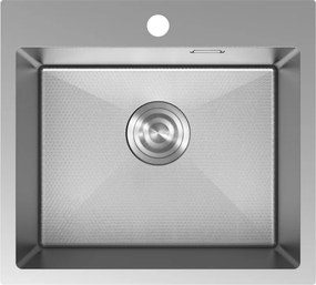 Mexen Solix, 1-komorový nerezový dřez 500 x 450 mm, broušená ocel, vzor voština, 6402501000-01HC