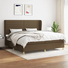 Box spring postel s matrací tmavě hnědá 200x200 cm textil 3128632
