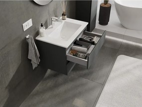 Mexen Orio, koupelnová skříňka 70 cm s umyvadlem Otis, 2 zásuvky, grafitová matná/bílá matná, 91A10-07047-2-BFF66-W18M01