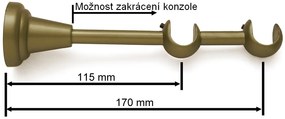 GARNÝŽE-HEBR Garnýž Hrot double antik zlatá dvojitá 320 cm