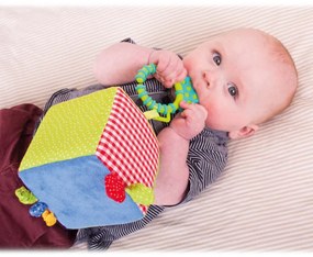 Bigjigs Toys Baby Textilní aktivní kostka Bigjigs