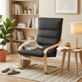 HOMCOM moderní křeslo do obývacího pokoje s vysokým polstrovaným opěradlem, dřevěnými nohami a sametovým potahem 67x83x105 cm, černá