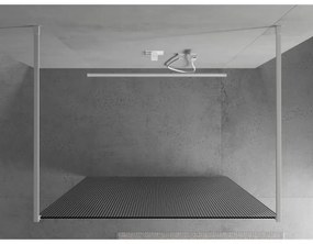 Mexen Kioto, sprchová zástěna Walk-In 110 x 200 cm, 8mm sklo s žebrovým vzorem, bílá profil, 800-110-002-20-09