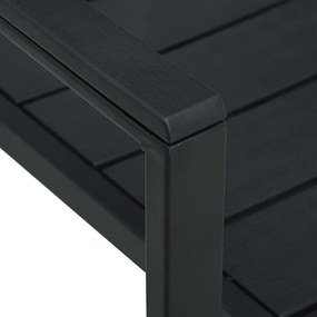 Zahradní židle 2 ks černé HDPE dřevěný vzhled - Default Title