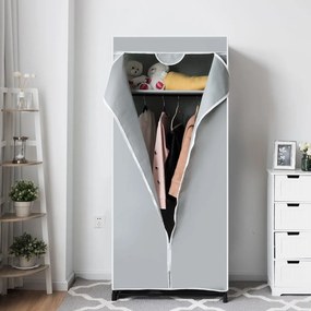 Costway Barevná šatní skříň látková s šatní tyčí – 75 × 50 × 170 cm, šedá