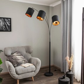 Lindby Nanika stojací lampa, černo/zlatá