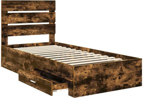 Rám postele s čelo Kouřový dub 90 x 190 cm Kompozitní dřevo 3412024